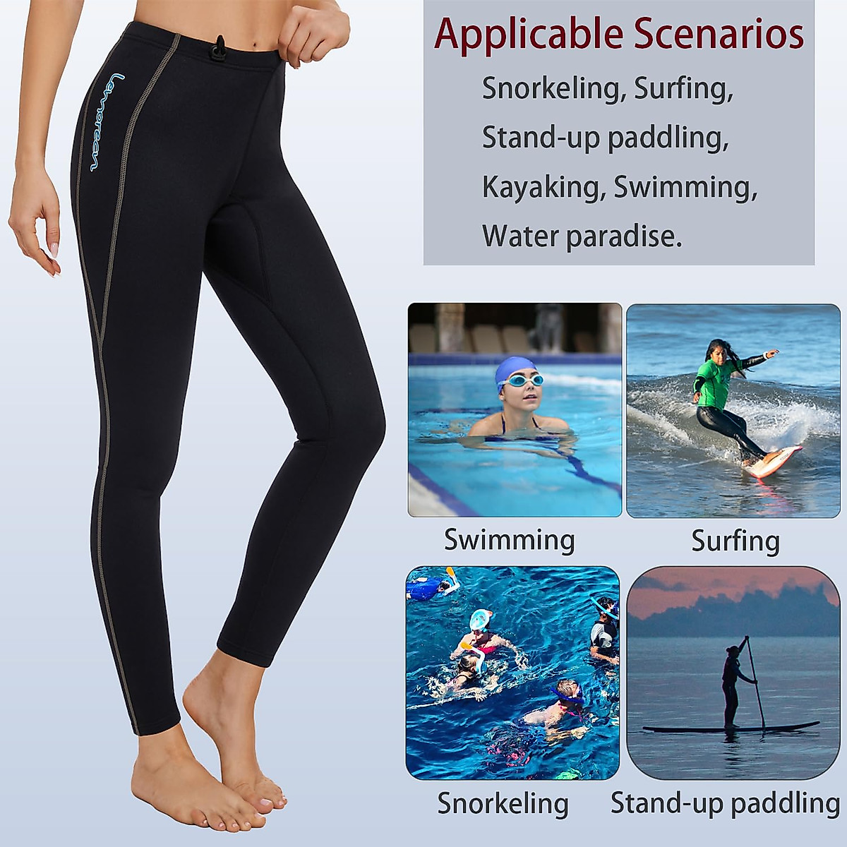 Lemorecn Wetsuit Pants Women 1.5mm Neoprene for Swimming Canoeing Snorkeling Scuba Kayaking(1011-M)
