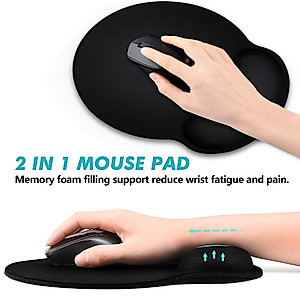 Ergonomic Mouse Pad 3 Pack with Wrist Rest Support, Round Gaming Mousepad with Smooth Surface & Non-Slip Rubber Base for Computer, Laptop, Office, Comfortable Memory Foam for Wrist Cushion