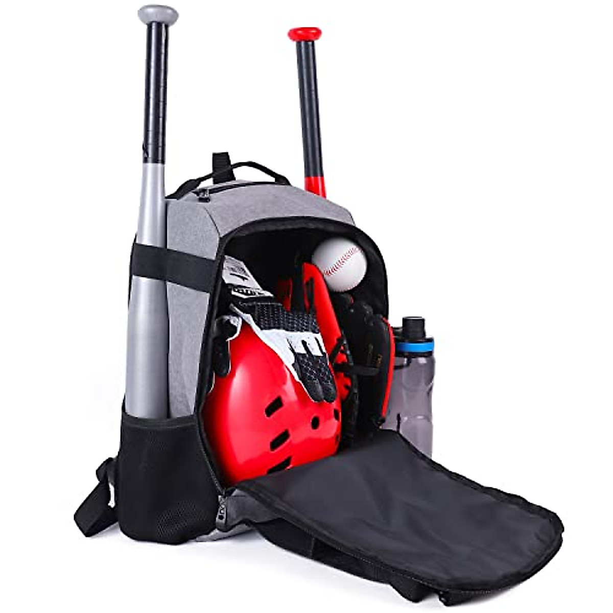 NDNNXE Youth Baseball bag softball Bat bag& backpack, T-Ball & Softball Equipment for Youth,Holds 2 Bats,Water Bottel,Helmet, Gloves, Cleats, Helmet Holder and Includes Fence Hook