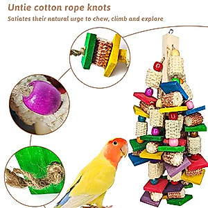 PINVNBY Large Bird Parrot Chewing Toy Parrot Cage Bite Toys Multiple Wood Blocks Bird Toy Natural Wooden Tearing Toy for Cockatoo African Grey Cockatiel Conure and Medium Parrot (Corn)