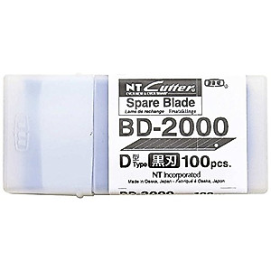 NT CUTTER 9mm Snap-Off Precision Blades, 30 Degree Blades, 100-Blade/Pack, 1 Pack, Black (BD-2000)
