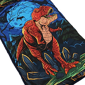 Kids Sleeping Bag, Dinosaur Sleeping Bags for Kids, Slumber Bag with Removable Pillow for Kids Boys Girls, Toddler Sleeping Bags for Daycare Travel Naps and Sleepovers,63" x 30"