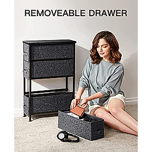 Pipishell Fabric Dresser, Narrow Vertical Dresser Chest Storage Tower with 4 Fabric Drawer, Tall Storage Dresser for Bedroom, Living Room, Small Space Decor, Black