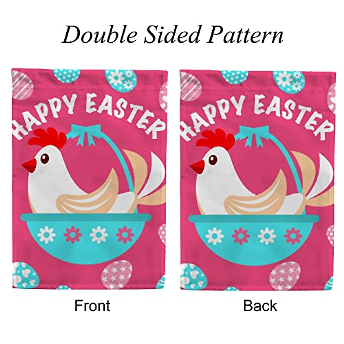 My Little Nest Seasonal Garden Flag Easter Eggs Chicken Basket Double Sided Vertical Garden Flags for Home Yard Holiday Flag Outdoor Decoration Farmhouse Banner 12"x18"