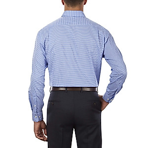 Tommy Hilfiger Men's Dress Shirt Regular Fit Non Iron Gingham, English Blue, 16.5" Neck 34"-35" Sleeve