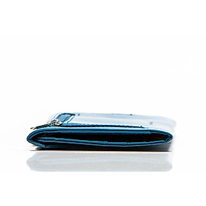 Big Skinny Women's Slimvelope Leather Tri-Fold Checkbook Slim Wallet, Holds Up to 40 Cards, Ocean Blue