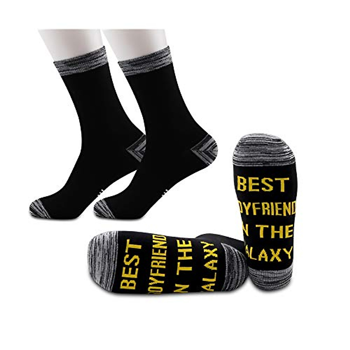 JXGZSO 2 Pairs Boyfriend Gift Best Boyfriend Socks Funny Boyfriend Christmas Gift Best Boyfriend In The Galaxy Socks (Best Boyfriend In The Galaxy)