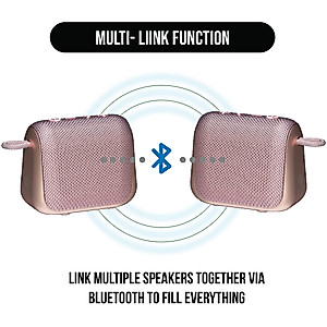 Raycon Everyday Speaker with Microphone IP67 Dustproof and Waterproof TWS Multilink Bluetooth 5.0 Portable Outdoor Wireless Speaker for Home, Outdoors, Travel (Rose Gold)
