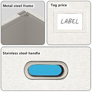 DYWMM Hanging File Box with Lid, Set of 2 Filing Organizer Storage Box, Linen Collapsible Decorative Office/Home File Cabinet (14x9.3x10.9 inch) (Off White)