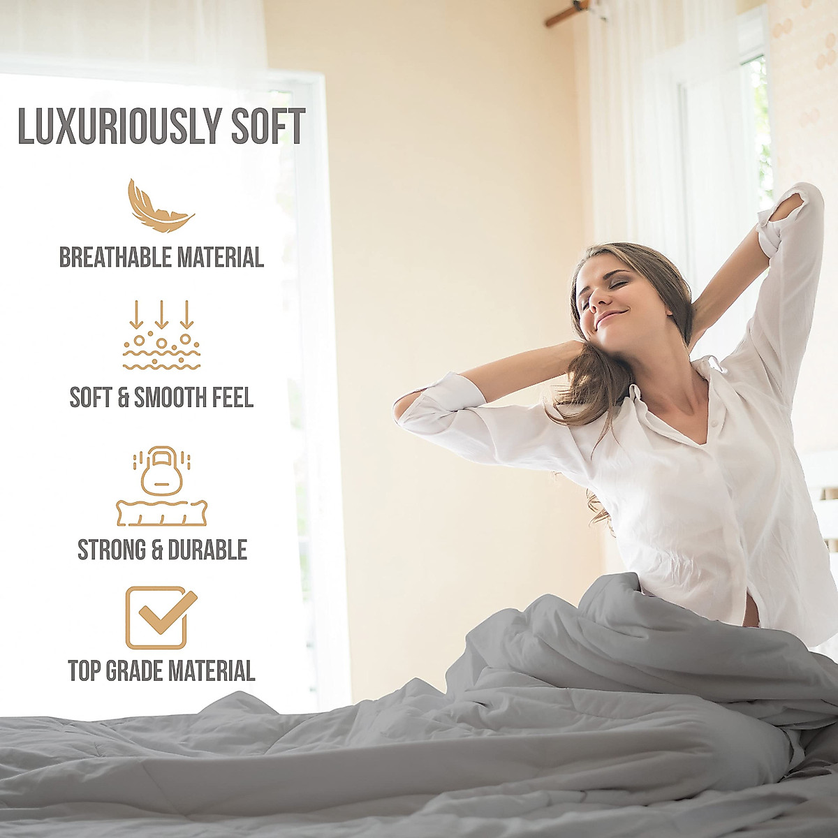 Abeero Home Full Size Bed Sheets Cooling - Luxury Hotel Sheet Set - Soft Sheet with Elastic Corner Strap - Deep Pocket Microfiber Bedsheet - Bedding Sheet & Pillowcases -4 PC (Full Size, Light Gray)