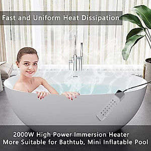 Memoryee Immersion Water Heater 2000W Square Electric Portable Water Heater with Digital LCD Thermometer,Stainless Steel Guard Submersible Heater for Bucket/Tub/Mini Pool/Basin
