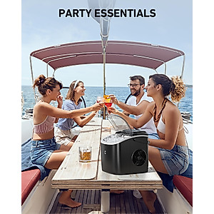 EASYERA Ice Maker Countertop, Portable Ice Machine 9 Cubes in 6 Mins, 26 lbs in 24 Hrs, Two Sizes of Bullet Ice Self-Cleaning with Ice Scoop, Bag, and Basket, for Kitchen, Party, RV, Bar-Black