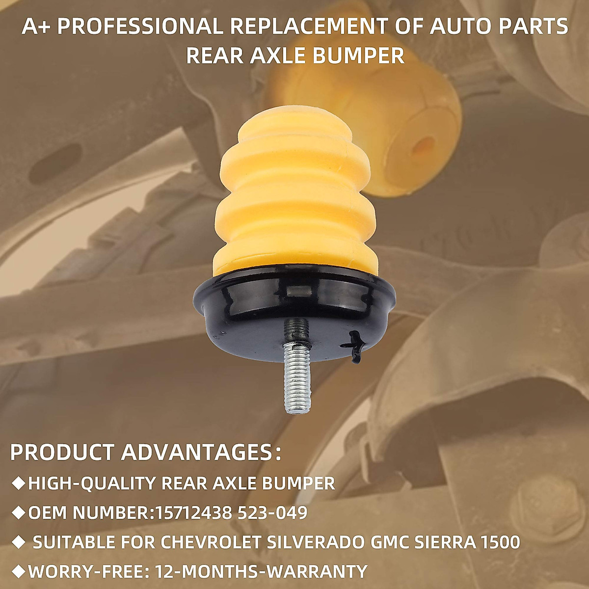 Dasbecan 2PCS Rear Axle Bumper Compatible With Chevy Silverado 1999-2007 GMC Sierra Classic 1500 Bump Stops Replaces# 15712438 523-049