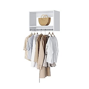 Tall Hanging Closet Unit - Modular Closet System for Hanging - Corner Closet System - Closet Organizers and Storage Shelves (White, 27 inches Wide) Closet Shelves