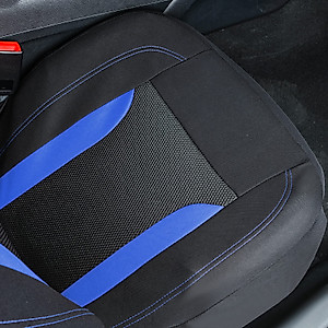 CAR PASS Bucket Car Seat Cover, Breathable 3D Air Mesh-100% Sporty Fabric Front Seats, Airbag Compatible, Universal Fit Auto SUV Truck Sedan Vans Women, High Back Two Front 2 Piece, Black Blue