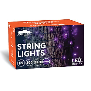 Joiedomi 200 LED Purple Halloween String Lights with 8 Modes 65.2FT Green Wire for Indoor Outdoor Holiday Décor Halloween Event Decoration, Tree, Eaves, Haunted House Theme Party