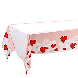 Winoo Design Valentines Tablecloth Disposable - 1PK - Valentines Day Tablecloth Rectangle 54x108 Inches Valentines Day Table Cloth Table Cover Valentine's DAR Party Decorations Party Supplies