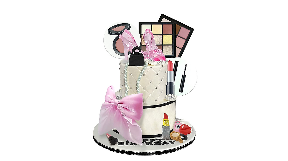 15PCS Makeup Cake Toppers for Birthday & Bridal Showers