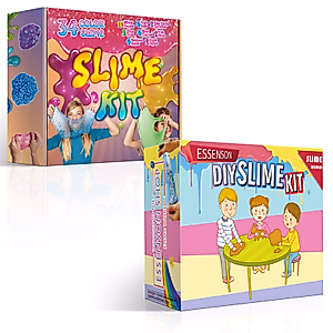 ESSENSON Slime Kit for Girls Boys, DIY Slime Kit Gifts for 6 7 8 9 10+ Year Old, Jumbo Slime Party Favors Gift, Crystal Slime Making Kit for Girls 10-12, Kids Art Craft Kit