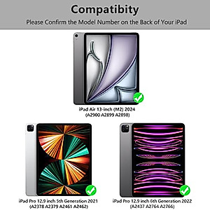 TQQ for iPad Air 13-inch (M3/M2, 2025/2024) & Pro 12.9 inch Case with Keyboard, Keyboard case for 12.9-inch iPad Pro 6th/5th Gen - with Pencil Holder for iPad Air 13-inch/iPad Pro 12.9 Black