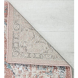 Rugs America Hailey Collection Vintage Transitional Area Rug - Ideal for Living Space, Living Room, Dining Room, Bedroom and Many More (6' Round, Pink Amaranth)