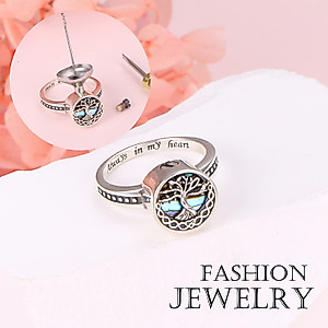 Tree of Life Urn Ring for Ashes 925 Sterling Silver Celtic Knot Memorial Keepsake Jewelry Always in My Heart Abalone Shell Cremation Ring for Women Men Size 7