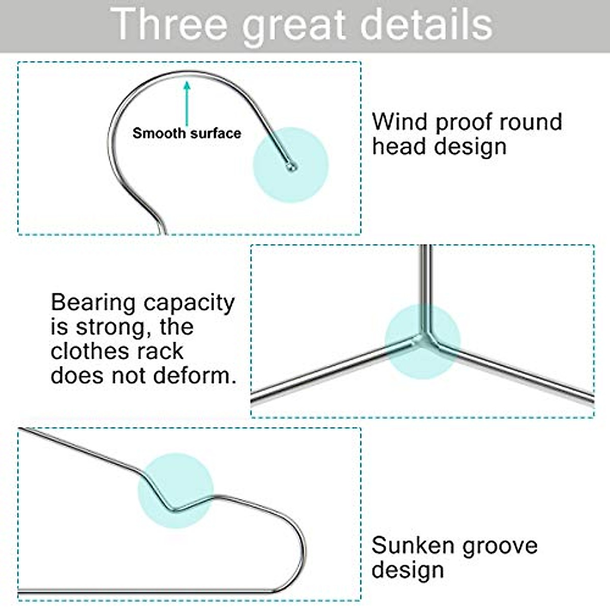 FSUTEG Coat Hangers, 40 Pack Wire Hangers Stainless Steel Metal Hangers Heavy Duty Hangers, Ultra Thin Clothes Hangers 16.5in