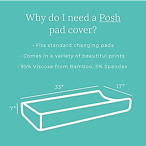 Posh Peanut Baby Changing Pad Cover Stretchy Viscose from Bamboo Viscose, for Standard 16" by 32" - Rainbow Hearts