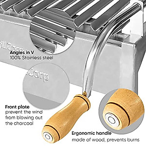 Grillcorp, Portable and built-in Grill with Lifting System, 100% Stainless Steel, Argentine grill, Attachment for Junior Caja China, BBQ, Outdoor Cooking, Camping grill, drip pan (Argentine style)