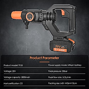 ENJOETY 20V Cordless Pressure Washer, 435PSI Portable Car Cleaner3.0Ah Li-Ion Battery, Two Professional Nozzles, Hose, Fast Charger and Foam Pot, Used for Car and Ground Washing, Garden Watering