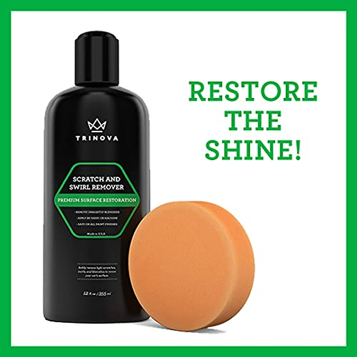 TriNova Scratch Swirl Remover - Best Abrasive Compound car Paint Restoration. Kit Includes Buffer pad Removal Polish in a Complete System. Ultimate Solution Clear Coat Care. 12 fl oz