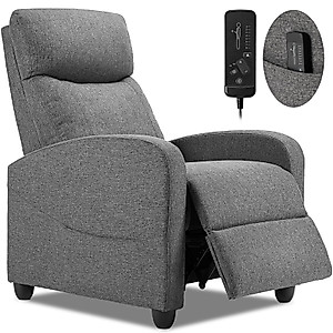 Recliner Chair for Adults, Massage Reclining Chair for Living Room, Adjustable Modern Recliners Chair, Home Theater Seating Single Sofa Recliner with Padded Seat Backrest（Grey）