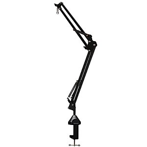 Knox Gear Boom Arm Microphone Stand for Podcasts, Studio Recording, Radio Broadcast, and Gaming, Microphone Desk Stand with 360-degree Rotation, Black Microphone Stand with 5/8-inch Screw Adapter