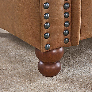 EMKK 105" L-Shape Sofa Couch with Chaise Lounge,Modern Linen Fabric Upholstery Sectional Sofá with Storage Ottoman 2 Pillows for Living Room Furniture Set, Apartment and Large Space, Brown