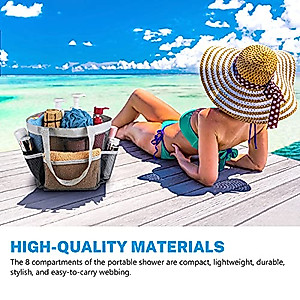 8 Pocket Mesh Shower Caddy Basket Portable, Toiletry Caddy Organizer for Bathroom College Dorm Room, Gym, Showers, Swimming, Travel Essentials and for Bathroom Accessories (Gray)