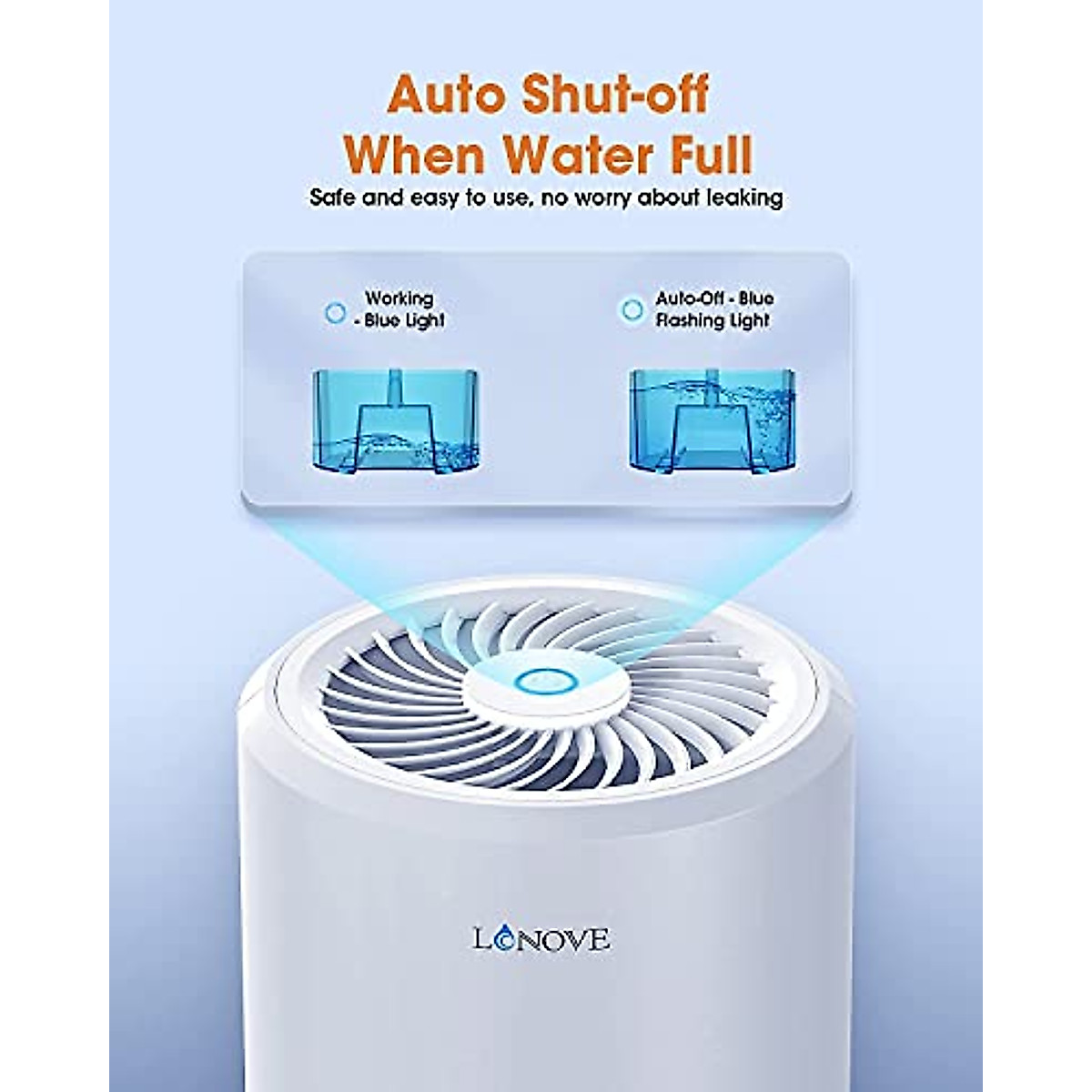 LONONE Dehumidifier - 31oz(900ml) Portable and Ultra Quiet Small Dehumidifiers with Colorful LED Light, 2200 Cubic Feet Compact Mini Air for Home Bedroom Bathroom Basements Closet RV Room