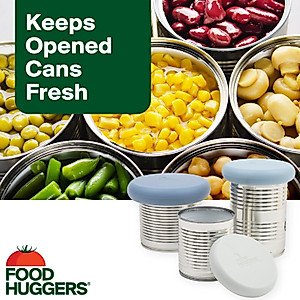 Food Huggers 3 Can Covers | Reusable Can Lids Snugly Seal Cans and Jars | 100% Food Grade Durable Silicone | Plastic Free (Blue)