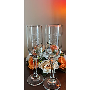 GIFTS INFINITY® Engraved Wedding Interlock Hearts Champagne Flutes Set of 2 Personalized Toasting Glasses (Interlock Heart) - Valentine's Day Gift