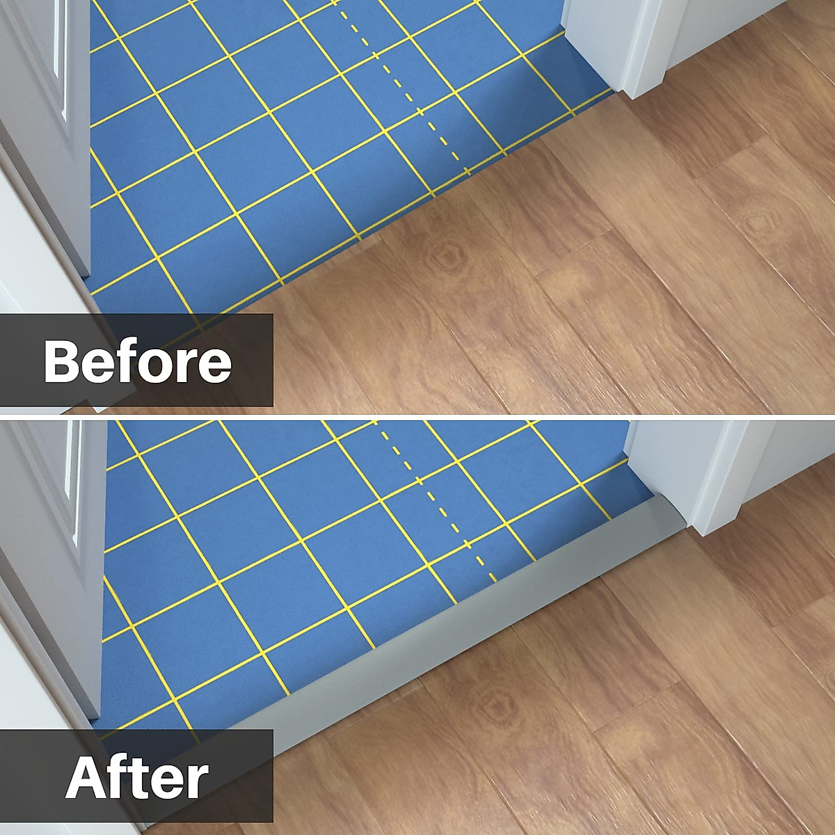 COUKIU Flexible PVC Floor Transition Strip, 9.84 FT Peel and Stick Floor Cover Strip, Flooring Transitions Laminate Floor Strip, Carpet to Tile Transition Strip, Vinyl Floor Flat Divider Strip (Gray)