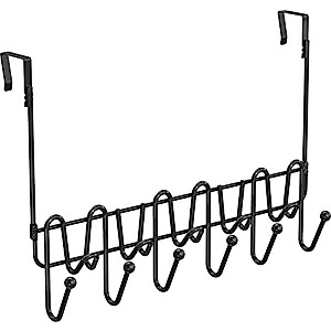 Deco Brothers Supreme Over The Door 11 Hook Organizer Rack, Black