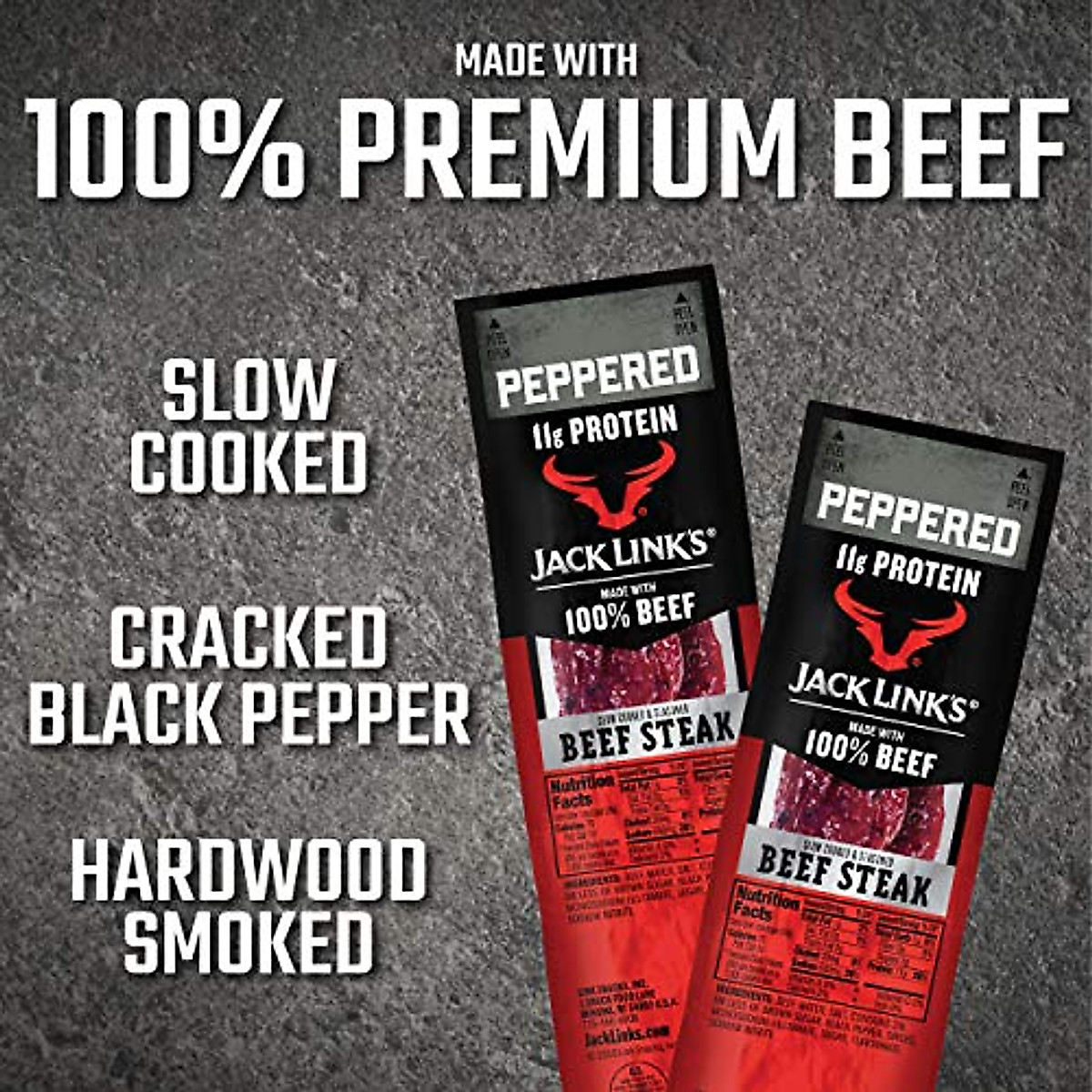 Jack Link’s Premium Cuts Beef Steak, Peppered, 12 Count, 1 Oz Strips – Great Protein Snack with 11g of Protein and 1g of Carbs Per Serving