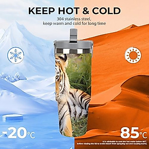 SYJTGDE Large Capacity Car Cup Tiger Laying On The Grass Fashionable Upgrade Car Cup Advanced And Beautiful Travel Cup