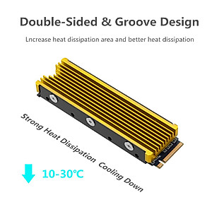 NVMe Heatsinks for M.2 2280mm SSD Double-Sided Cooling Design（Gold）