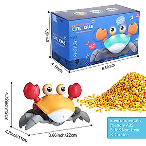 Crawling Crab Sensing Escape Toy, Tummy Time Baby Toy with Music& Lights, Interactive Kids Infant Learning and Entertainment Fun Toy Birthday Christmas, Green