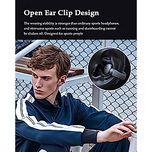 Wireless Ear Clip Bone Conduction Headphones Bluetooth Wireless Clip On Open Ear Earbuds with Earhook Earclip Bone Conduction Earbuds Head Set Waterproof Bone Conducting Ear Buds Induction Headphones