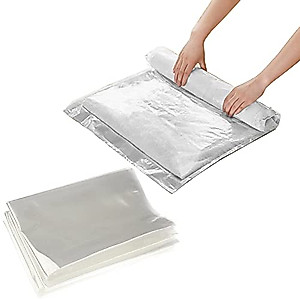 Clzemo 10 Pcs Compression Bags for Travel Packing, Clear Travel Space Saver Bag Reusable Hand Roll-Up Vacuum Storage Bags, Travel Essentials Large Vacuum Clothing Organizer for Clothes Blankets Towels