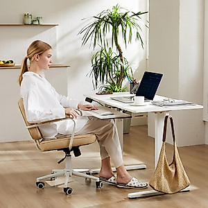 Sweetcrispy Standing Desk with Keyboard Tray, Ergonomic Height Adjustable Desk with 3 Memory Presets, 55 x 24'' Stand Up Desk Electric Standing Desk Adjustable Height, Computer Desk Home Office-White