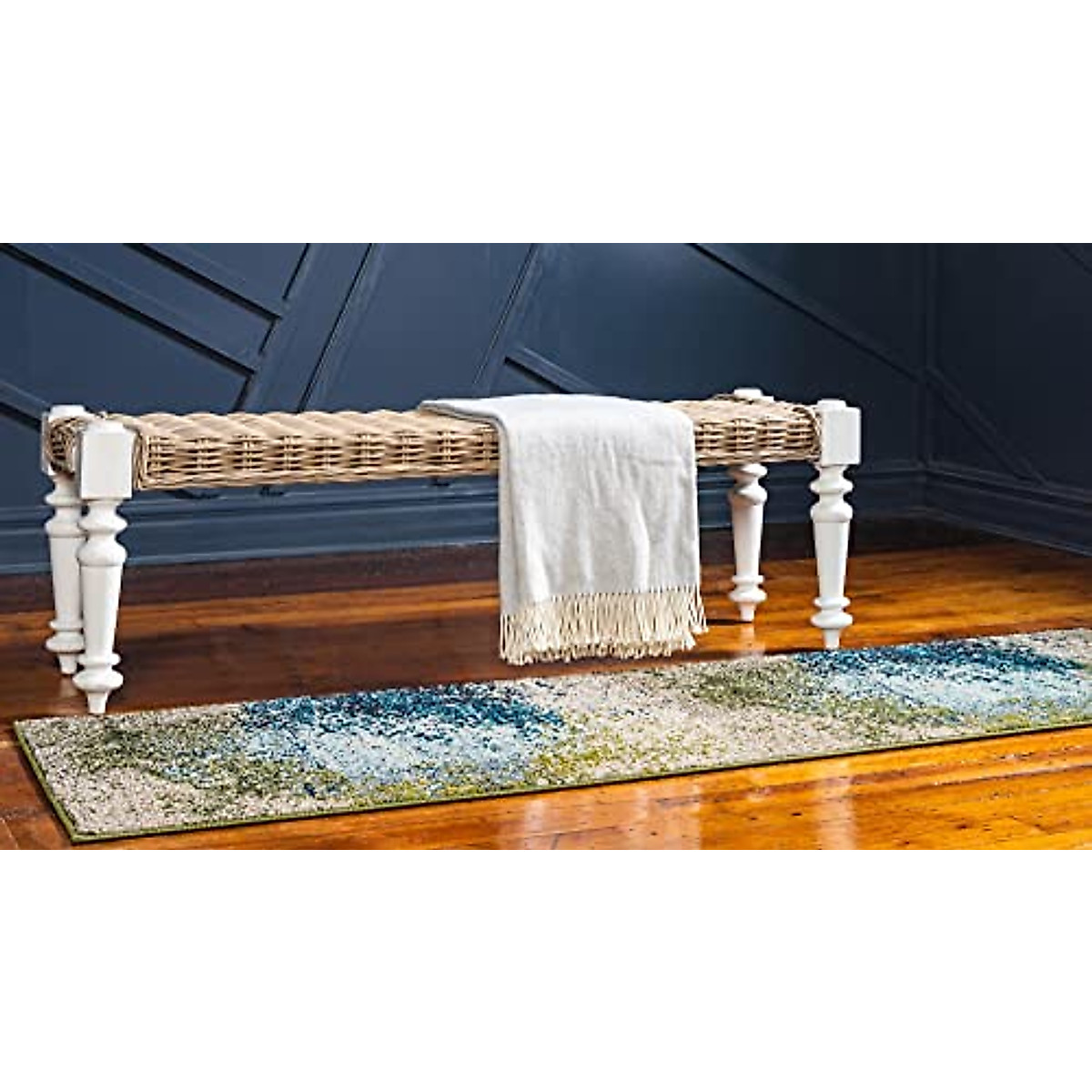 Unique Loom Estrella Collection Abstract, Modern, Light Colors, Distressed Area Rug, 2 ft x 7 ft, Blue/Beige