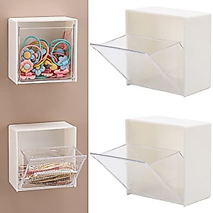 Tecbeauty 2PCS Cotton Pads Holder Dispenser, Wall Mounted Cotton Ball Organizers and Storage Box Cotton Rounds Jar Containers for Cotton Ball, Floss, Hairpin, Rubber Band, Clip（3.35in x1.8in x3.35in）