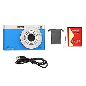 4K Digital Camera, Full HD 50MP 16X Digital Zoom Compact Point and Shoot Camera, Lightweight Small Vlogging Video Camera with Built in Flash & Filters, for Beginners Kids Teens